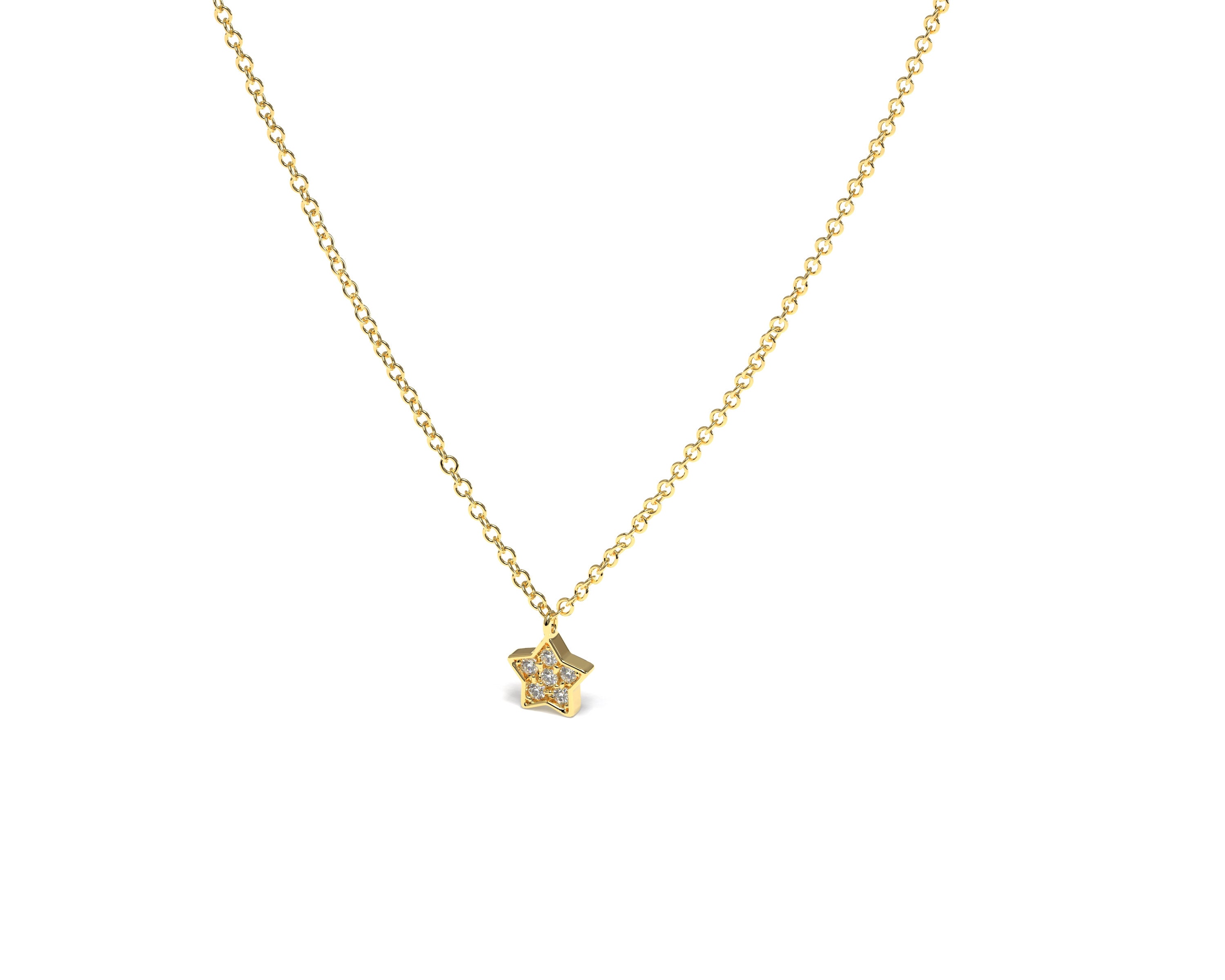 Diamond Star Necklace Mini Star Necklace Dainty Celestial | Etsy