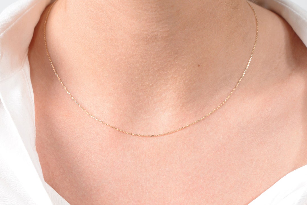 Gold Chain Necklace, Solid Gold Chain, Tiny Gold Chain, Dainty Gold ...