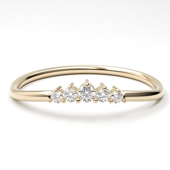 Diamond Gold Ring Seven Stone Ring Wedding Ring Engagement - Etsy