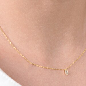 Diamond Baguette Necklace | Dainty Diamond Necklace | Bezel Set ...