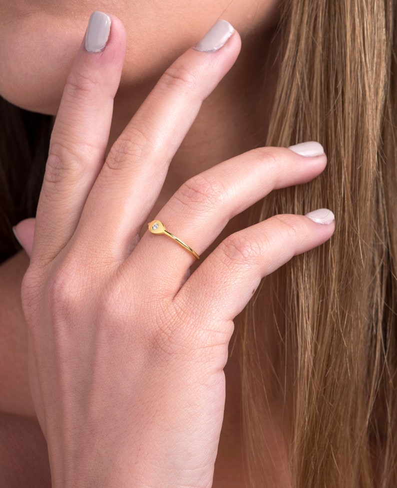 Evil Eye Diamond Ring Dainty Evil Eye Stacking Ring Etsy