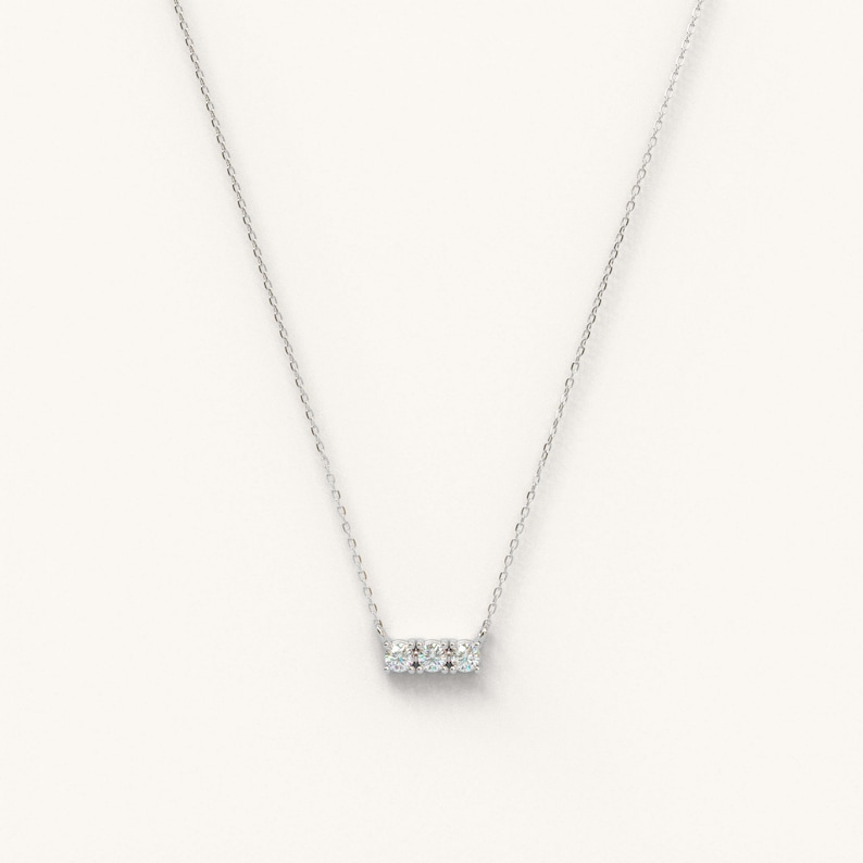 14k Gold Trio Diamond Necklace: Delicate Stone Pendant - Etsy