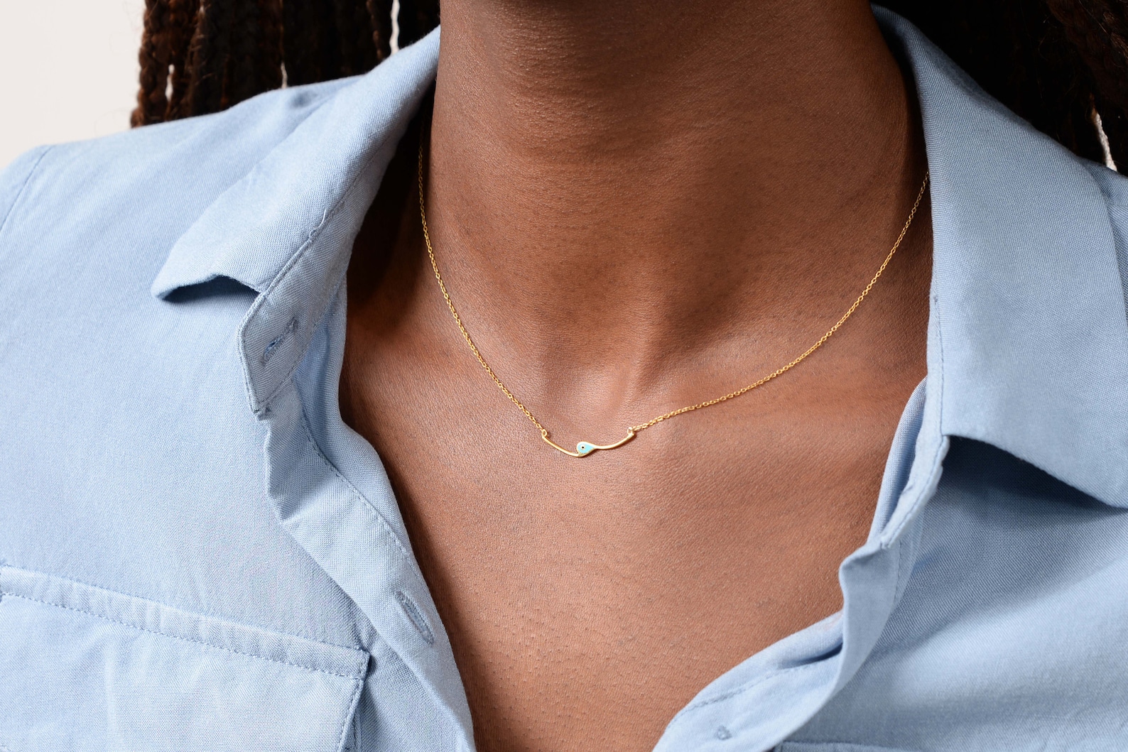 Evil Eye Bar Necklace Evil Eye Necklace Solid Gold Evil Eye - Etsy