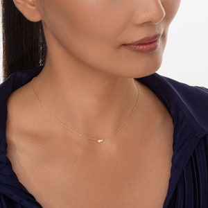 Solitaire Two-diamond Necklace / 14k Solid Gold Real Diamond Necklace ...