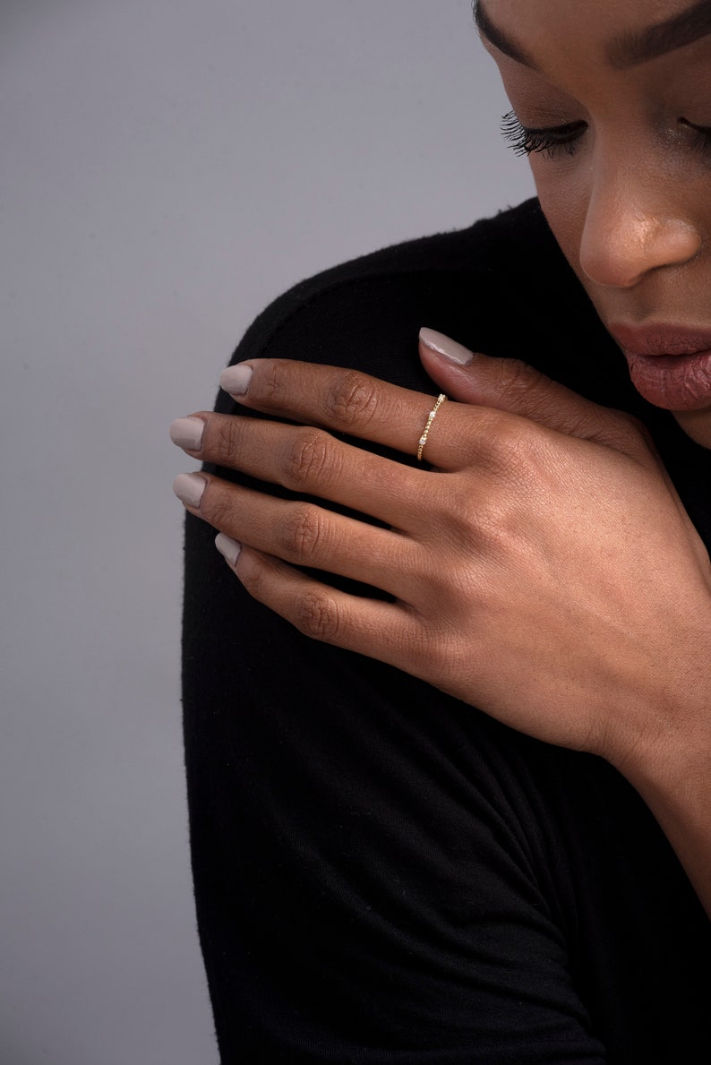 Diamond Ball Ring Dainty Diamond Ball Ring Stackable Wedding - Etsy