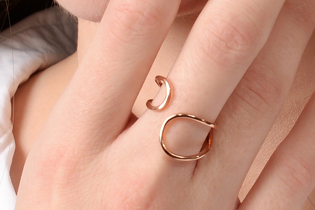 Open Cuff Ring, 14K Gold Open Ring, Open Ring, Cuff Ring, 9K 14K Solid ...