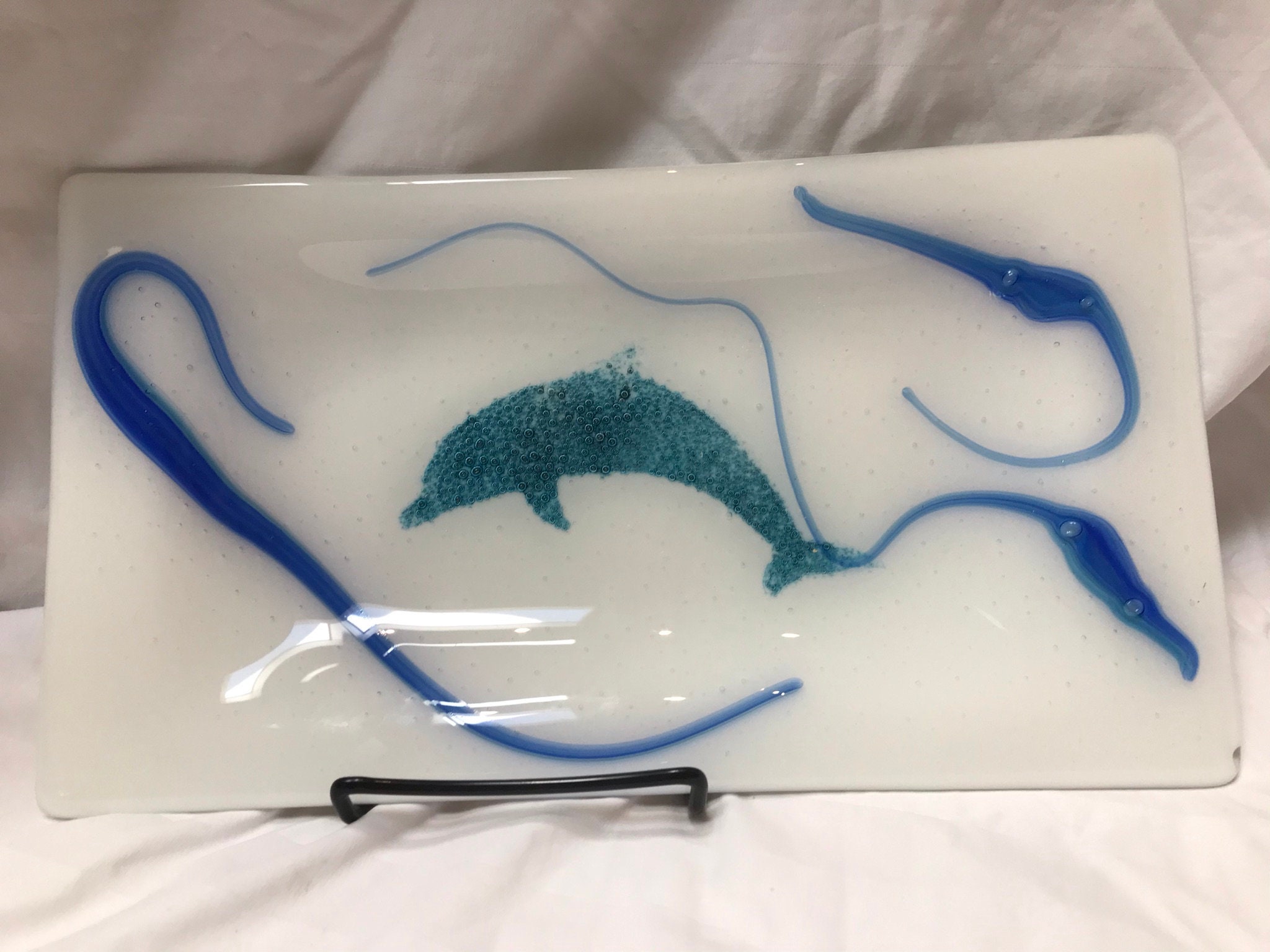 Fun Dolphin dish in Fused Glass | Etsy