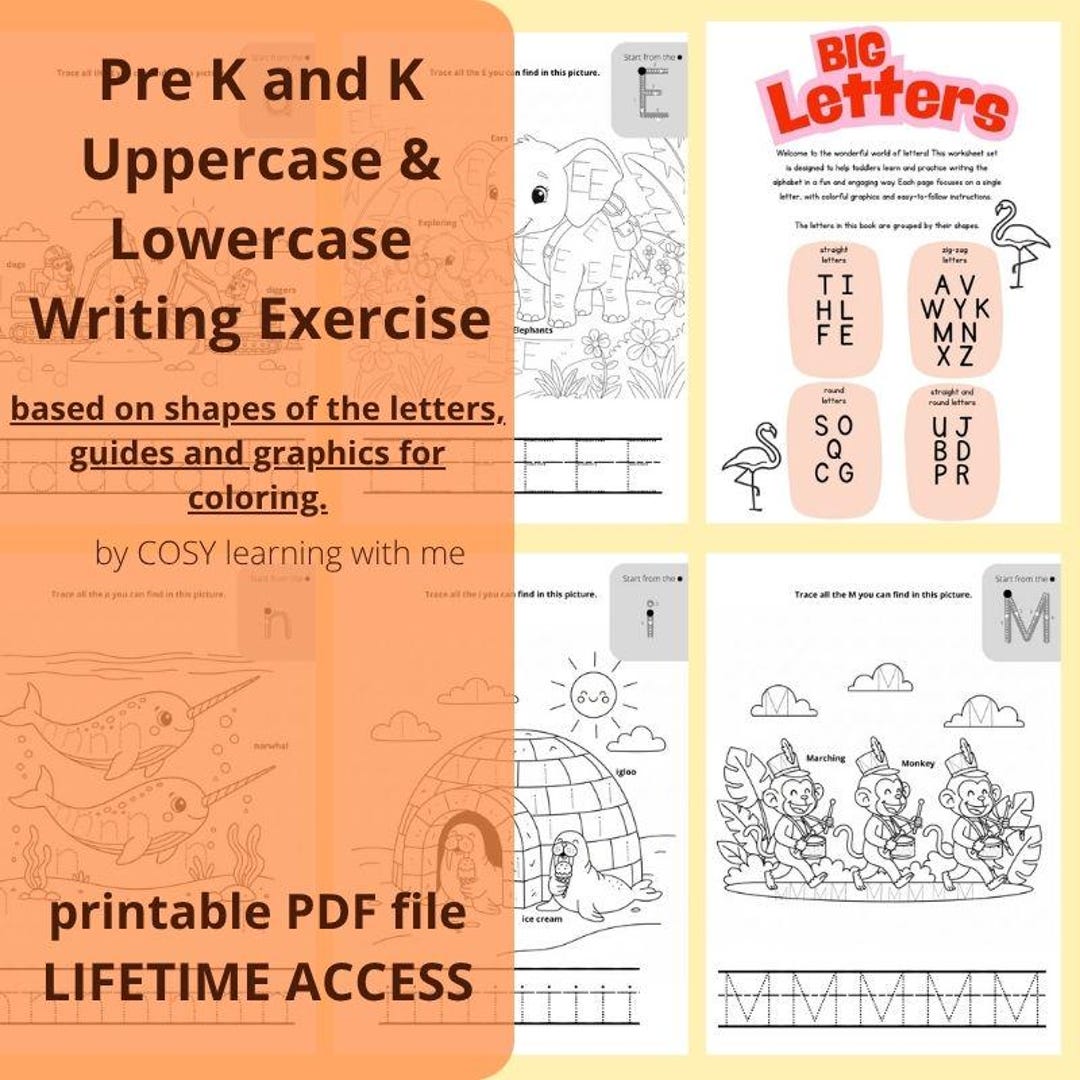 Preschool Alphabet Writing Kit, Uppercase Lowercase, Coloring Pages ...