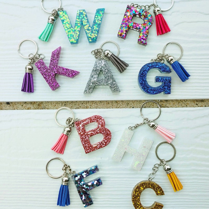 Glitter Charm Keychain - Etsy