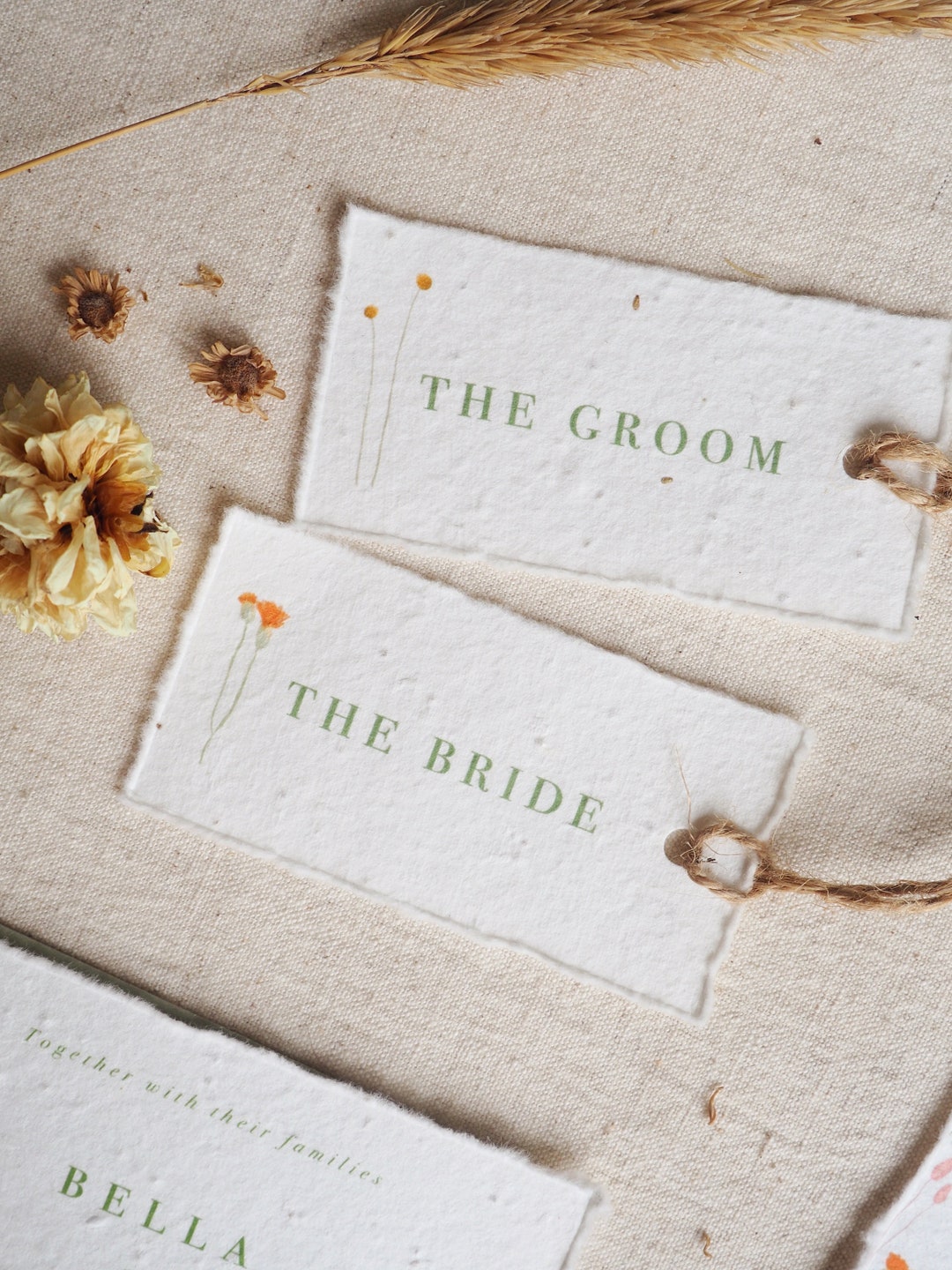 Flower Wedding Name Tag | Plantable Wildflower Seed Paper | Wedding ...