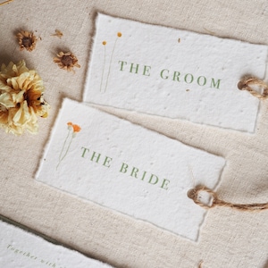 Flower Wedding Name Tag | Plantable Wildflower Seed Paper | Wedding ...