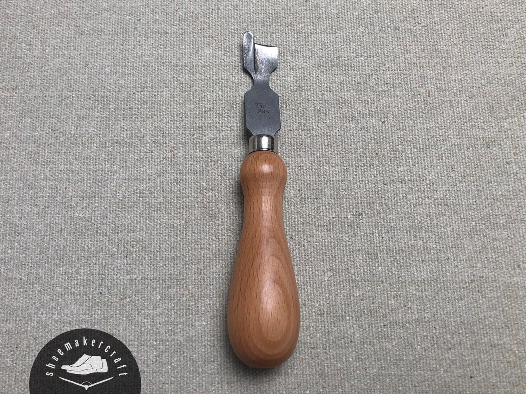 TINA 285 Feathering Knife, Beech Handle Leather Holdfast Tool - Etsy
