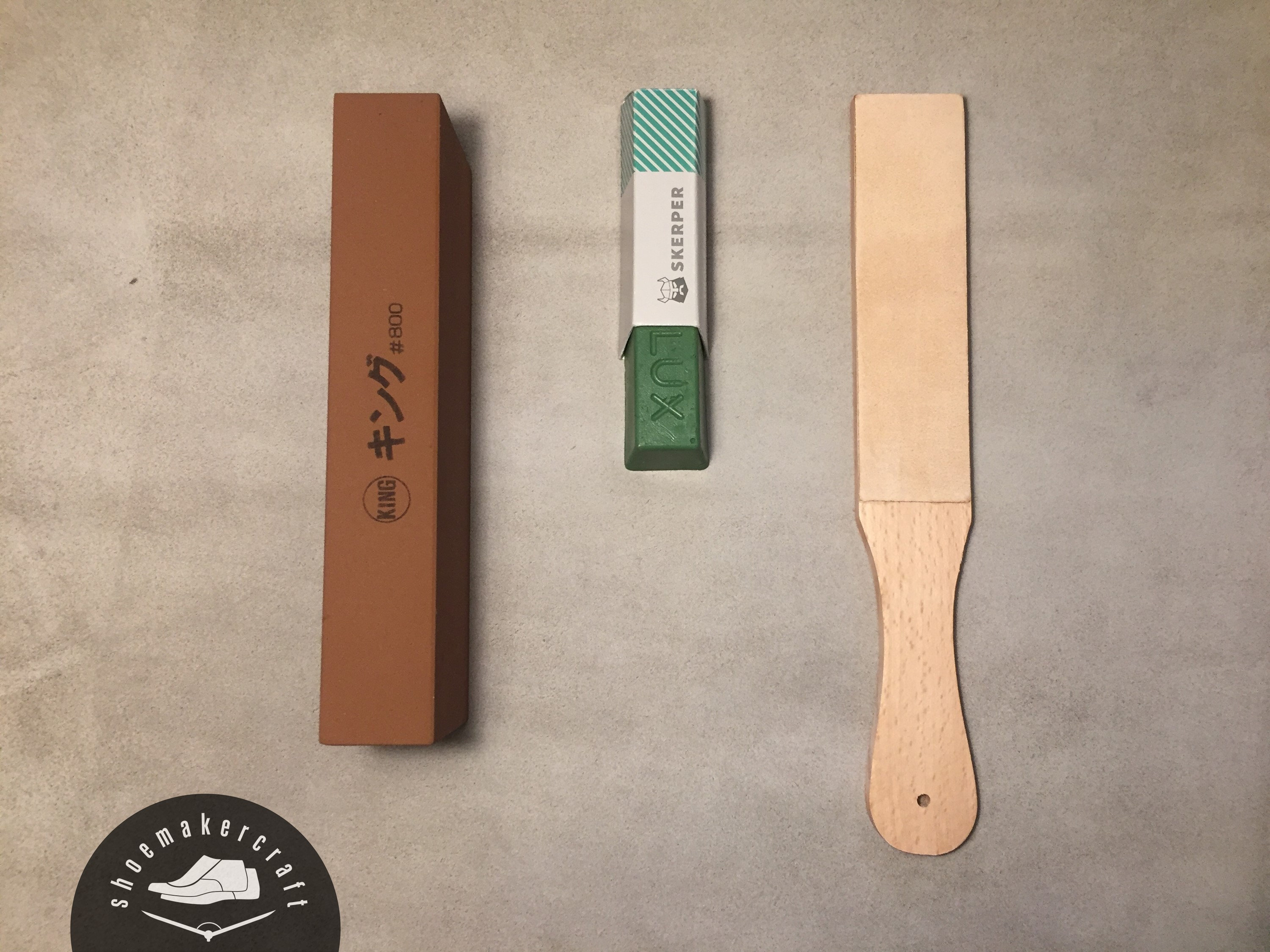 New Shoemaker Knife Sharping Set With Grindstone, Leather Strop and ...