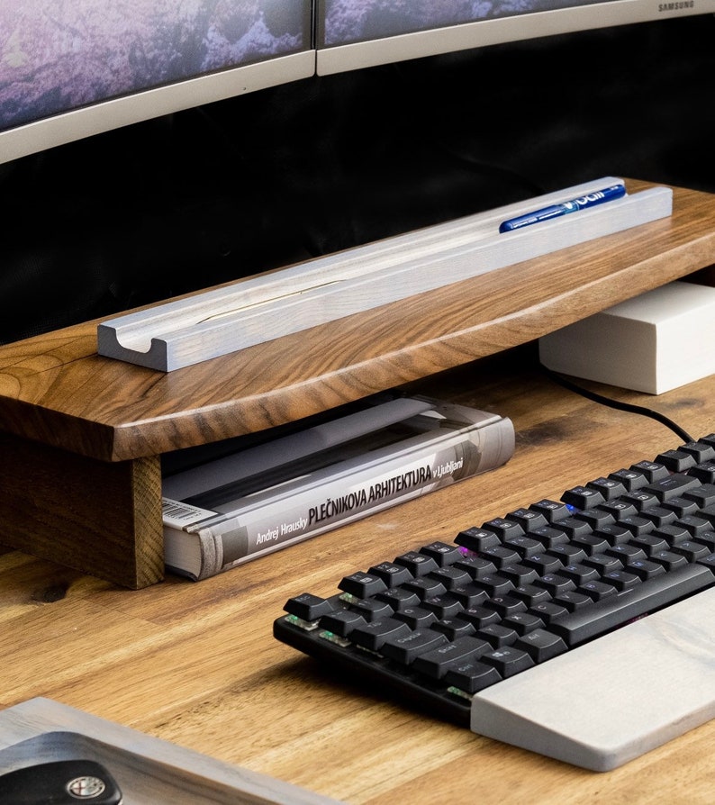 Monitor Stand for PC Dream Setup | Wood Organization Desk Stand ...