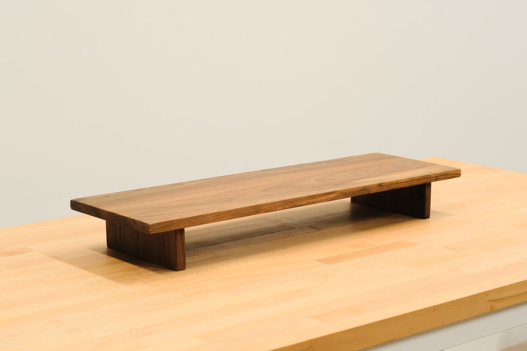 Walnut Monitor Stand for Desktop Setup | Handmade Solid Wood Support ...