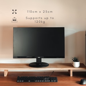 Oak Monitor Stand Solid Wood Desk Shelf Handmade Wooden Organisation ...