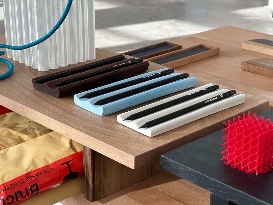 Organizational Wood Pen Tray for Office Desk Setup Handmade Walnut ...