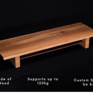 Walnut Monitor Stand for PC Setup | Wood Organization Desk Stand Shelf ...