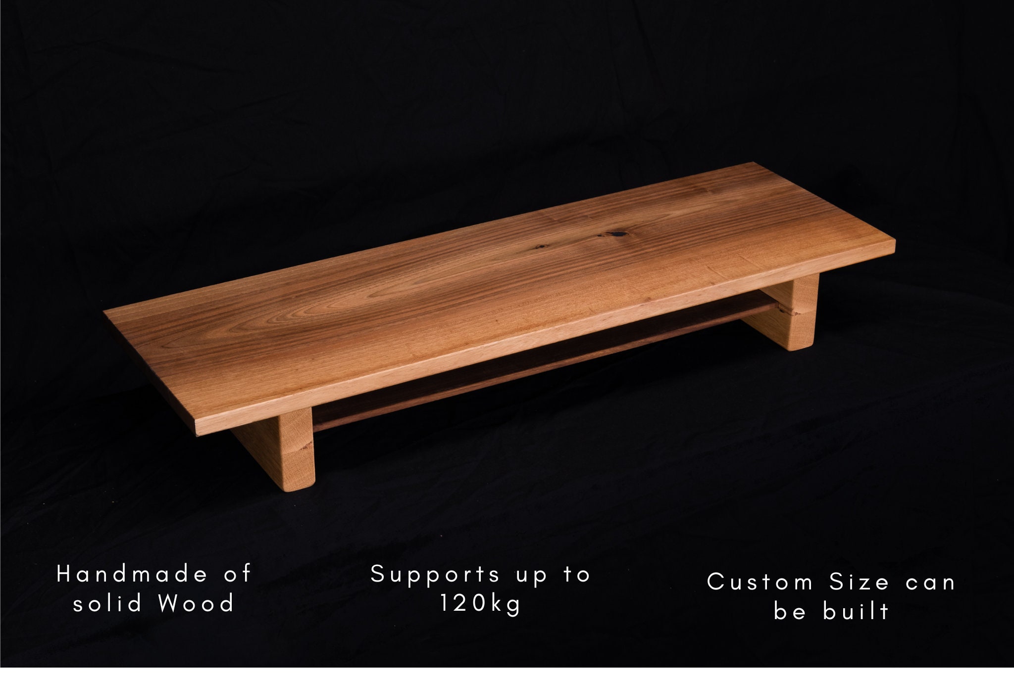 Walnut Monitor Stand for PC Setup | Wood Organization Desk Stand Shelf ...
