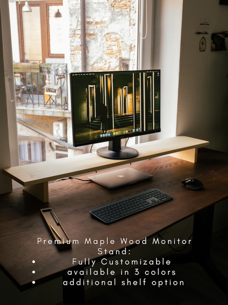 Maple Monitor Stand Display Riser Organisation Desk Shelf | Handmade ...