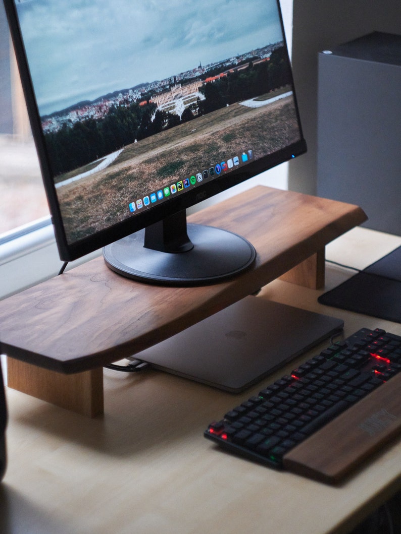Monitor Stand for PC Dream Setup | Wood Organization Desk Stand ...