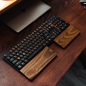 Split Keyboard Wrist Rest for Mechanical Keyboard Real Wood Wrist Pad ...