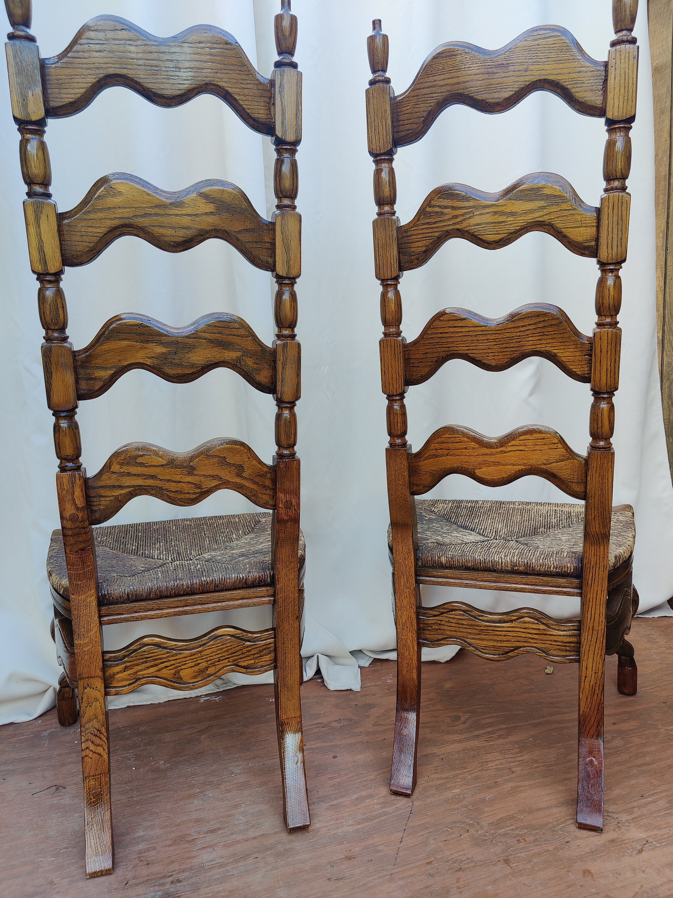 Ladder Back Chairs, Rustic Decor Dining Chairs, # Set of 4 Dining ...