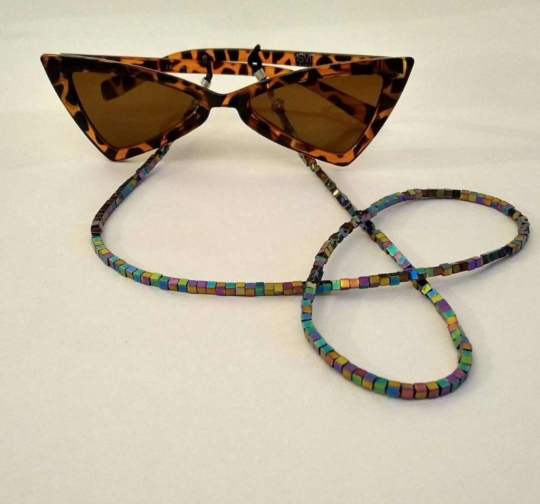 Beaded Glasses Chain, Sunglasses Chain, Hematite Jewellery, Funky ...