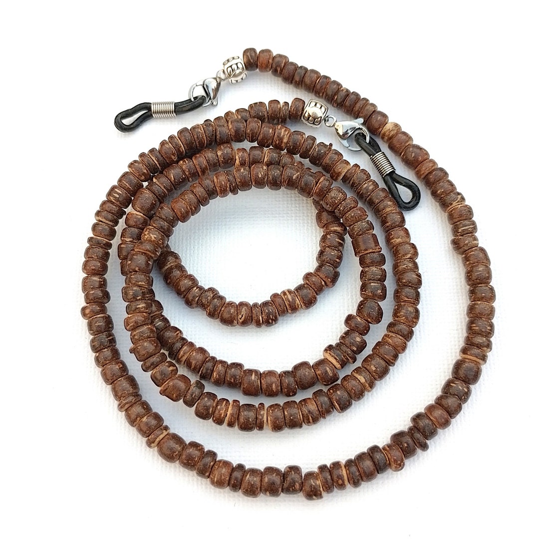 Wooden Bead Glasses Chain Brown, Sunglasses Chain, Eyeglass Strap ...