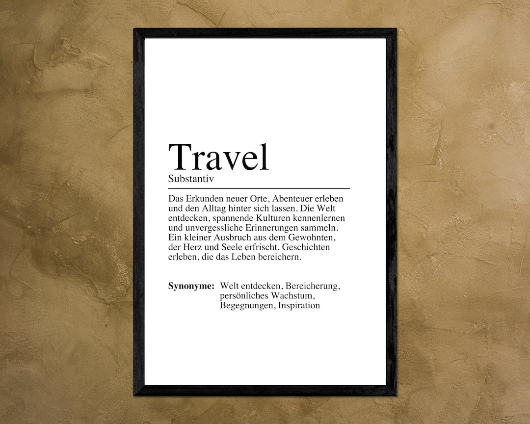 TRAVEL Definition Digital Poster, Immediate Shipping for World ...