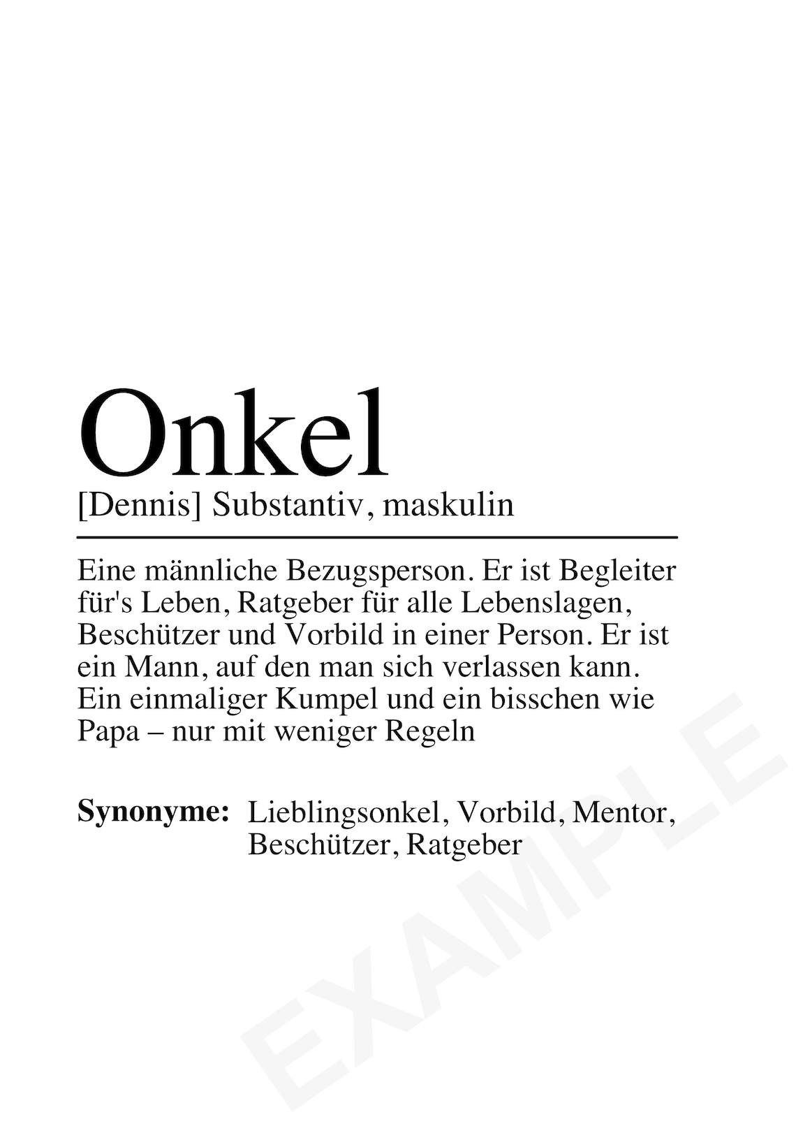 ONKEL Definition Poster Bild DIN A4 Geschenk Baby | Etsy