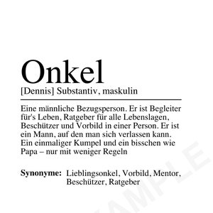 ONKEL Definition Poster Bild DIN A4 Geschenk Baby | Etsy