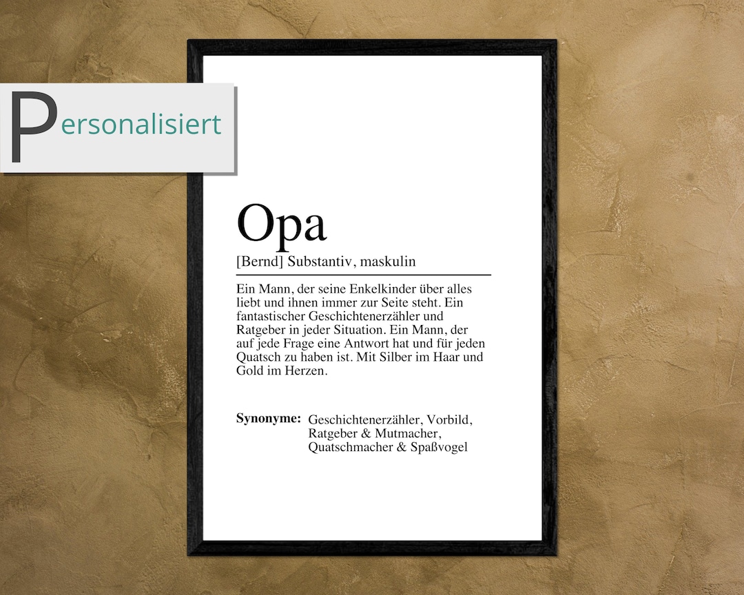 OPA Definition Poster Bild DIN A4 - Geschenk - Geburtstag - Enkelkinder ...