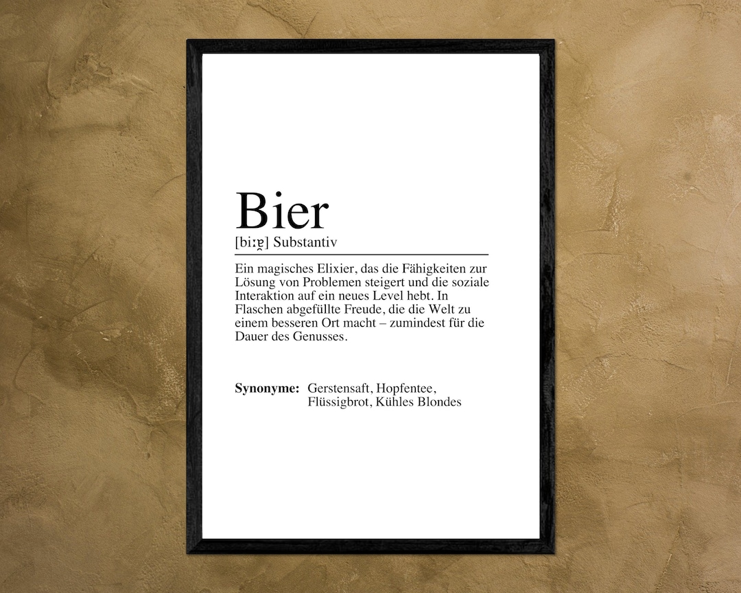 BEER Definition Poster, Digital Download Gift Perfect Wall Decoration for Beer Lovers for ...