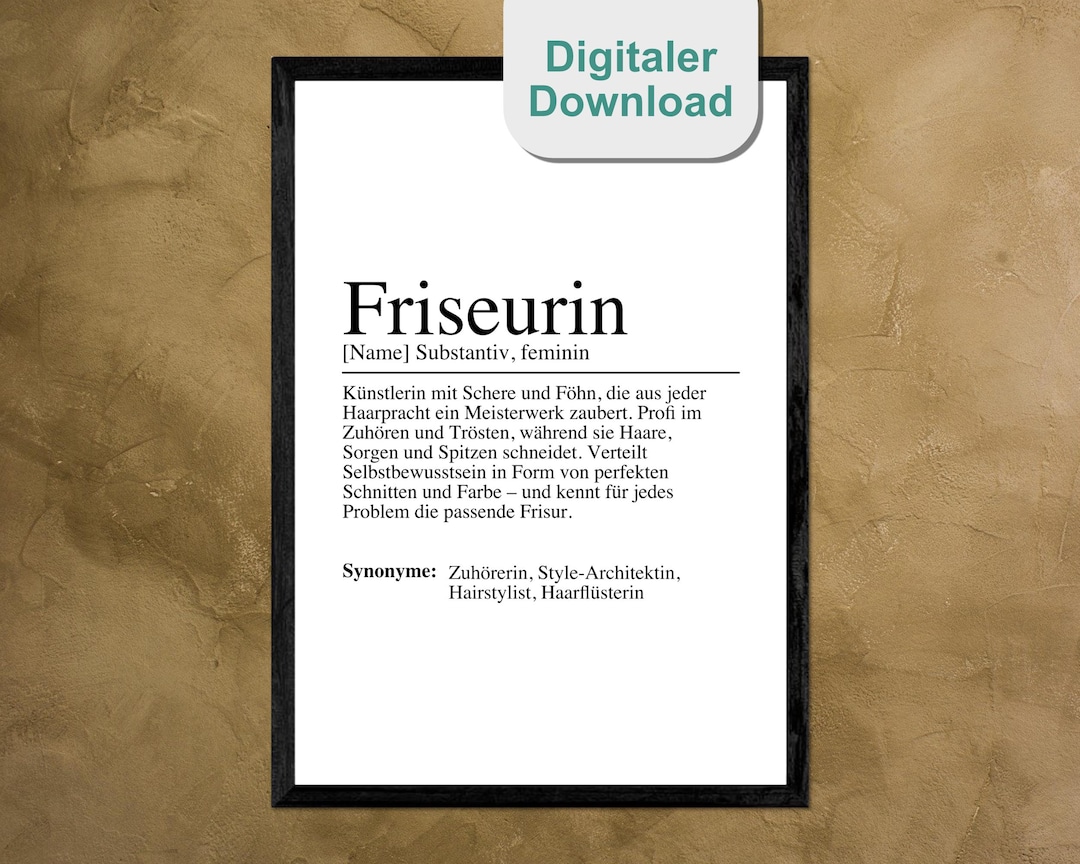 HAIRDRESSER Definition Poster Image Digital Download - Gift ...