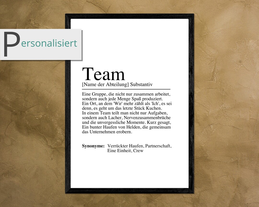 Definition TEAM Poster, Digitaler Download Das perfekte Geschenk fürs ...