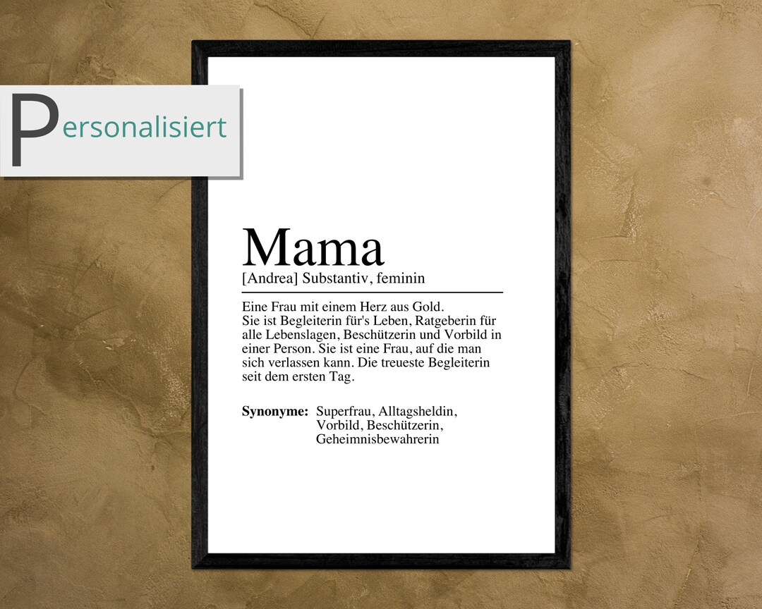 MAMA Definition Poster Image DIN A4 A5 or Digital Gift Mother's Day ...