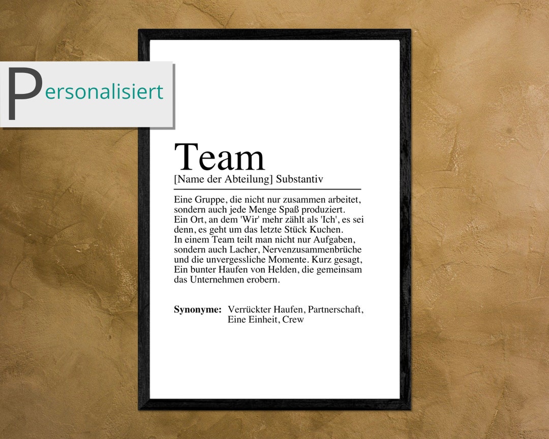 Definition TEAM Poster, Din A4, A5 oder Digital Das perfekte Geschenk ...