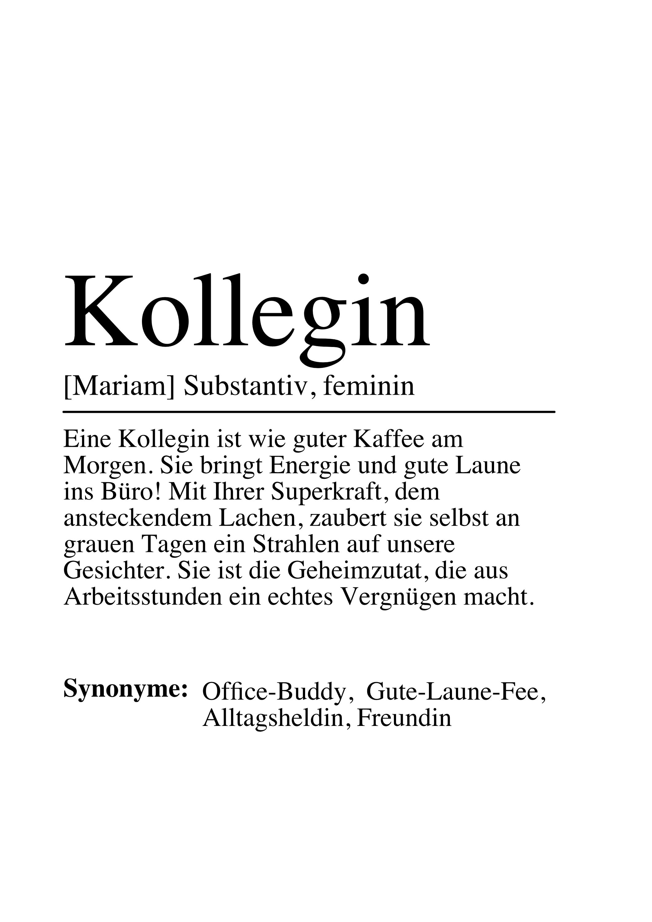 Definition Colleague Poster, Din A4, A5 or Digital Show Your Colleague ...