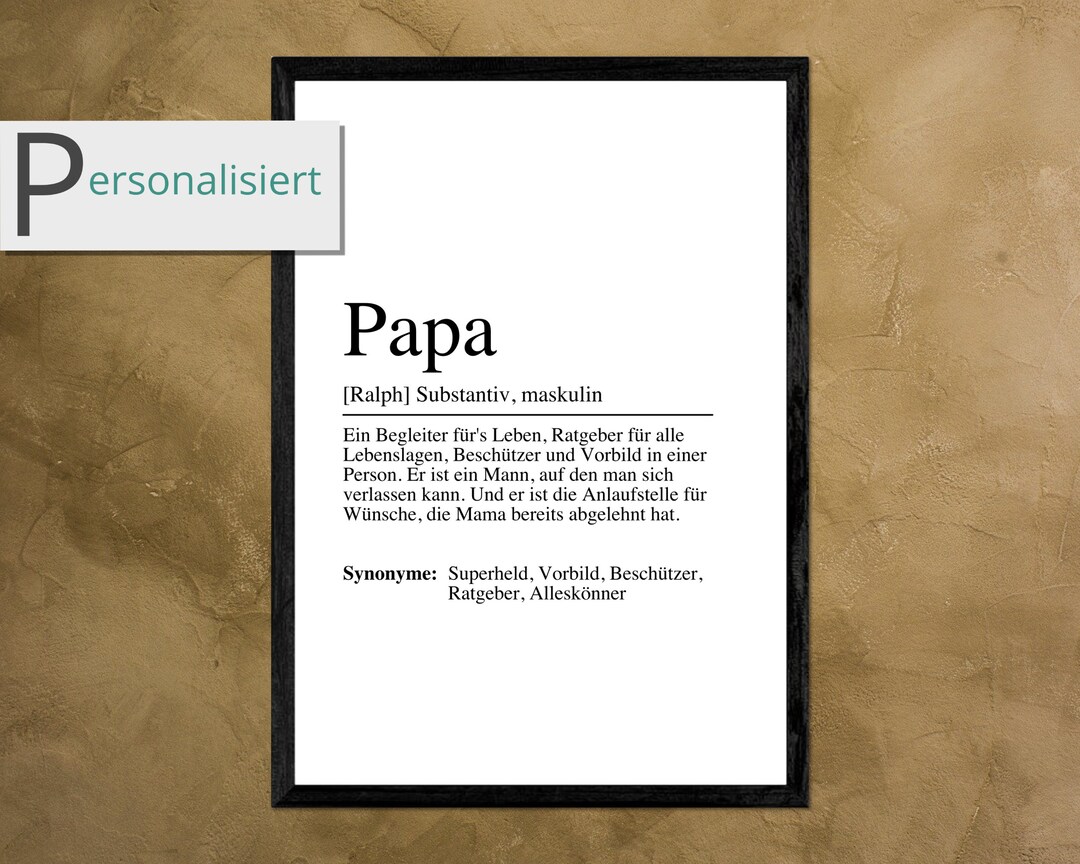 PAPA Definition Poster Image DIN A4 A5 or Digital Gift Father's Day ...