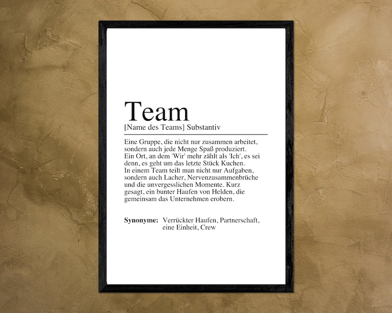 Definition TEAM Poster, Digitaler Download - Das perfekte Geschenk fürs ...