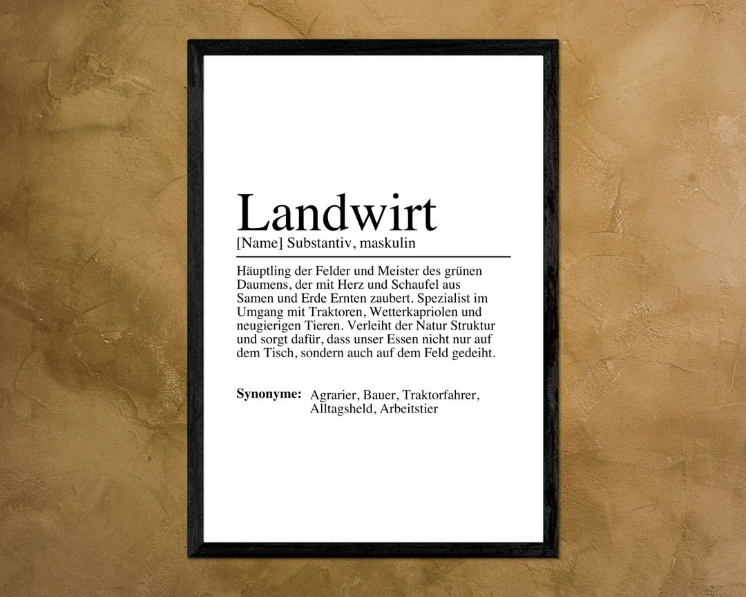 FARMER Definition Poster Picture DIN A4 A5 or Digital Gift Farmer ...