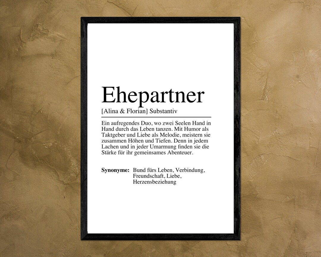 SPOUSE Definition Personalized Poster Picture DIN A4 A5 or Digital Gift ...