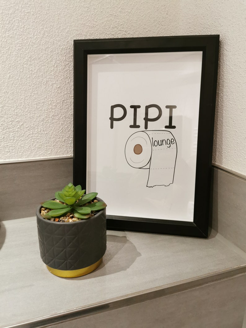 PIPI Lounge Poster Bathroom, Toilet, Toilet Black and White Poster DIN ...