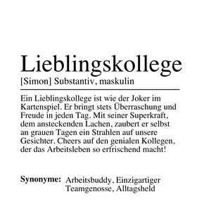 Definition Favorite Colleague Poster, Din A4, A5 or Digital Show Your ...