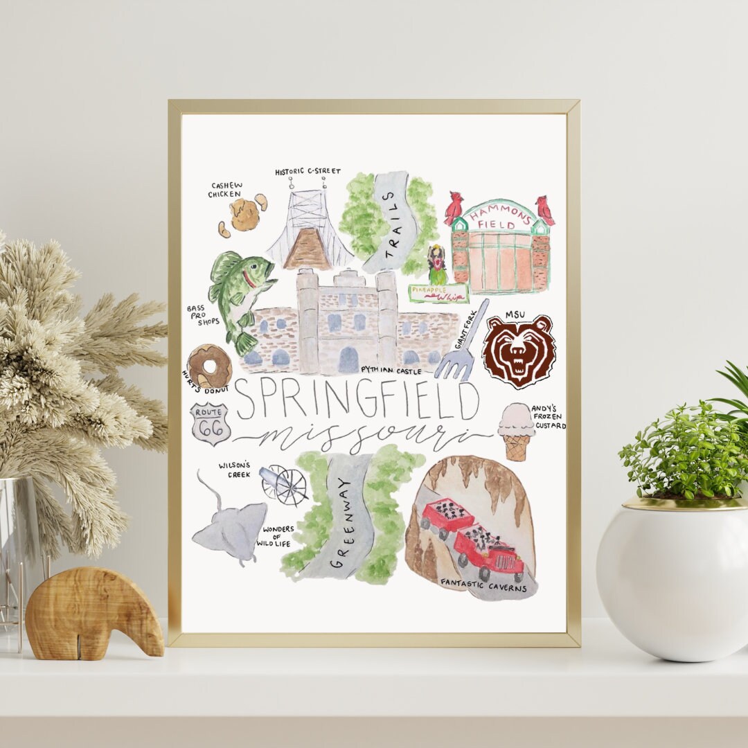 Next Stop, Springfield! I Springfield, Missouri Art Watercolor Print I ...