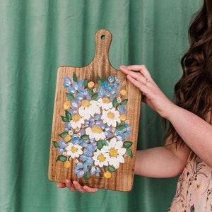 Custom Floral Bouquet Painted Acacia Wood Cutting Board - Etsy