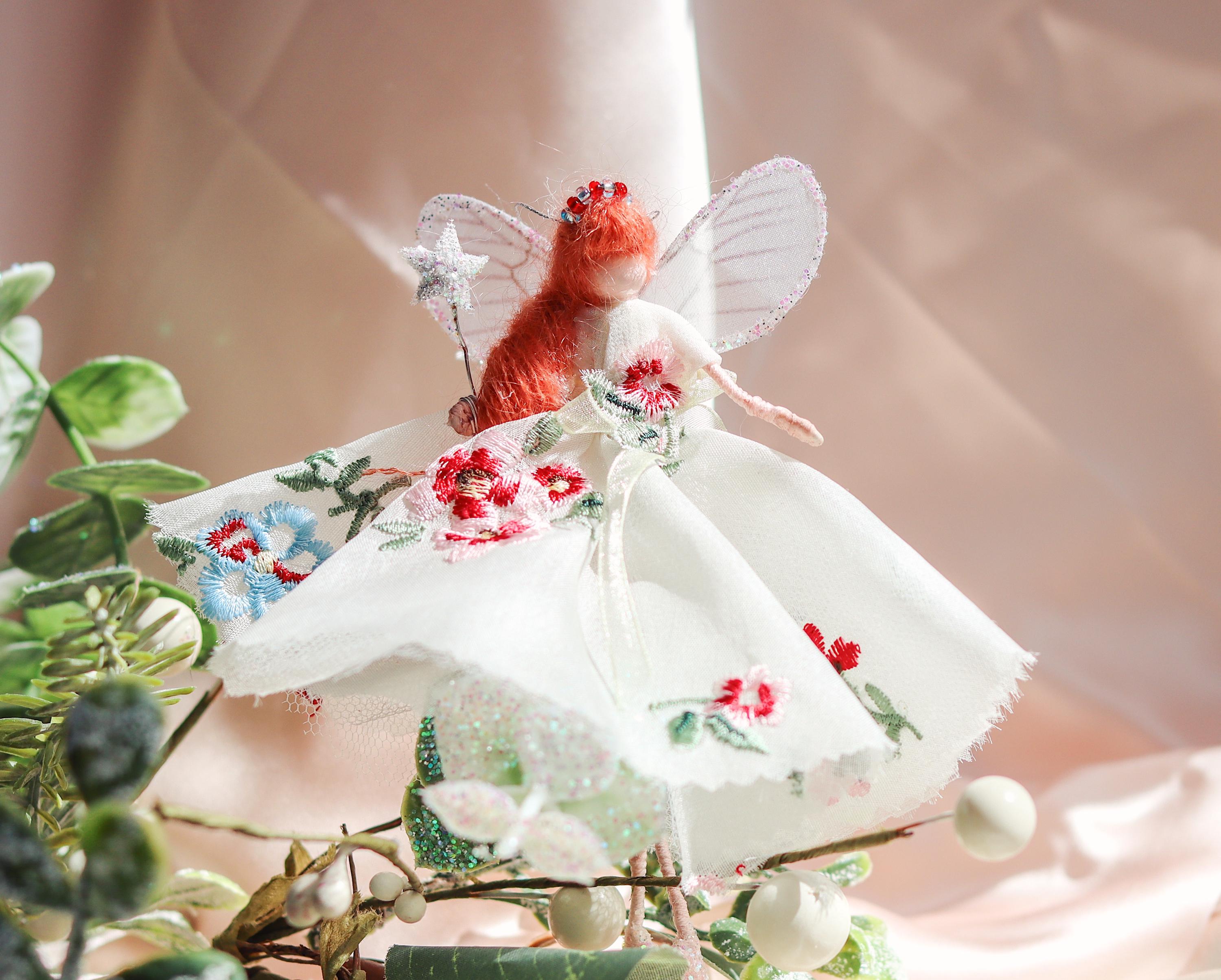 Personalised Fairy Gift, Embroidered Silk Organza Flower Fairy Doll ...