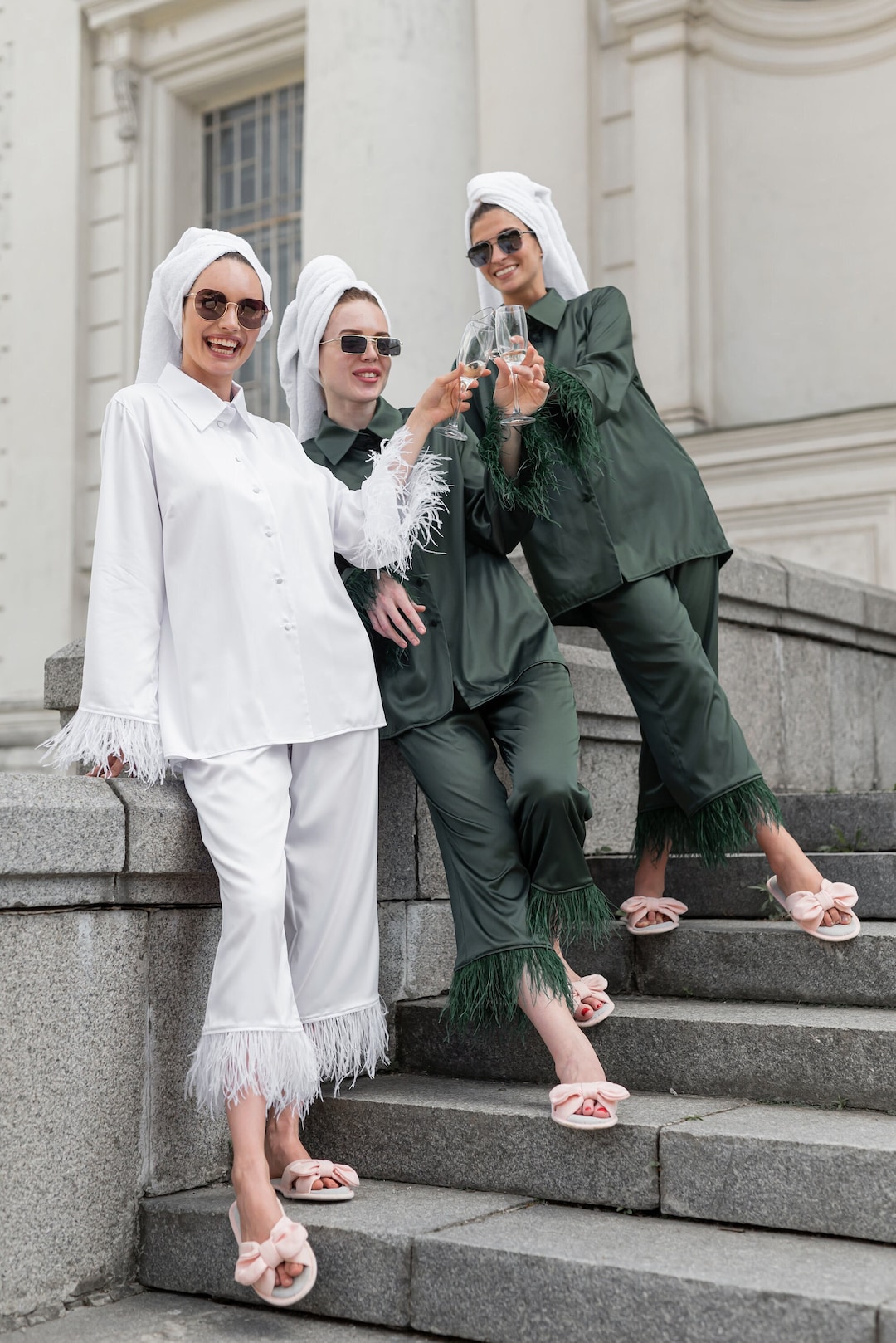 Silk Feather Pajamas Bridal Bridesmaid Pyjamas Silk Pyjamas Feathers ...