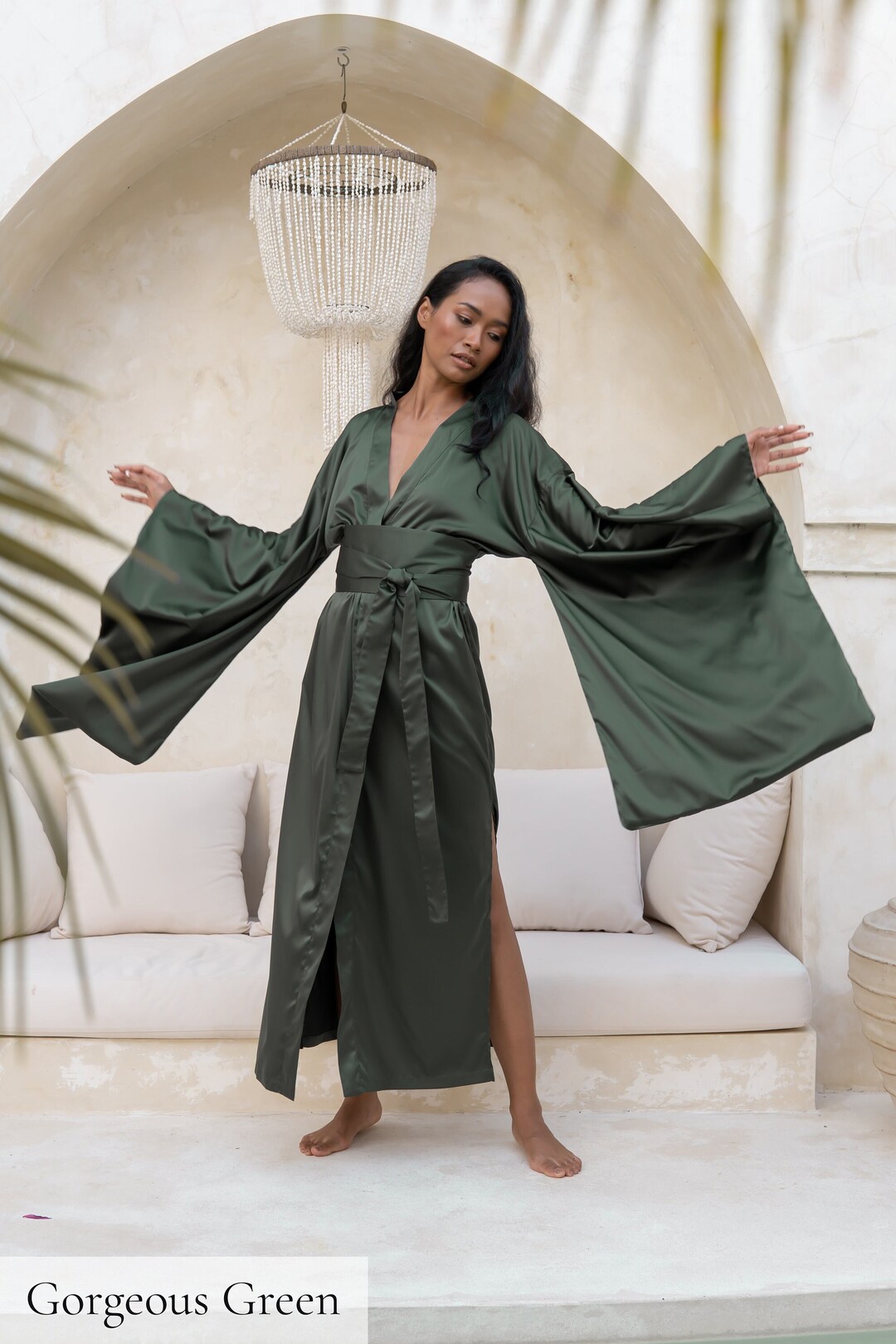 Satin Silk Robes for Women Silk Kimono Robe, Bridesmaid Silk Dressing ...